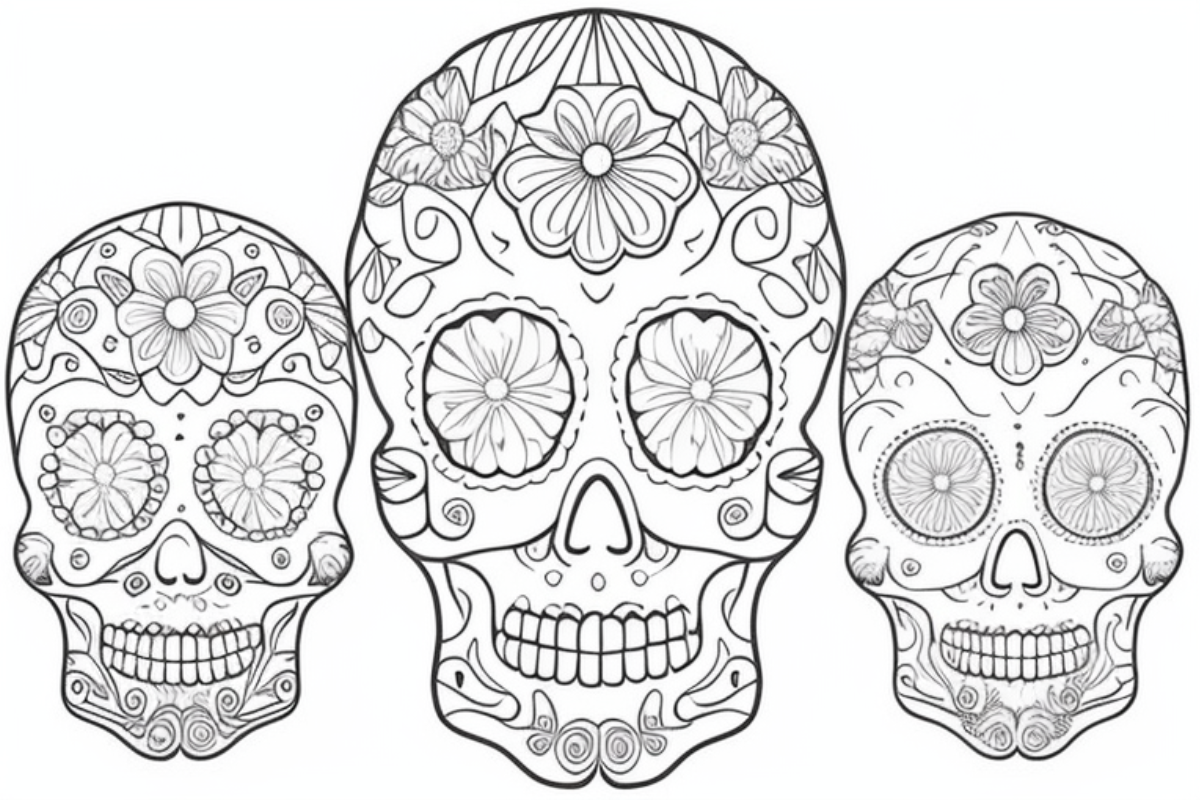 Sugar Skull Adult Coloring Pages - creativitycolor.com