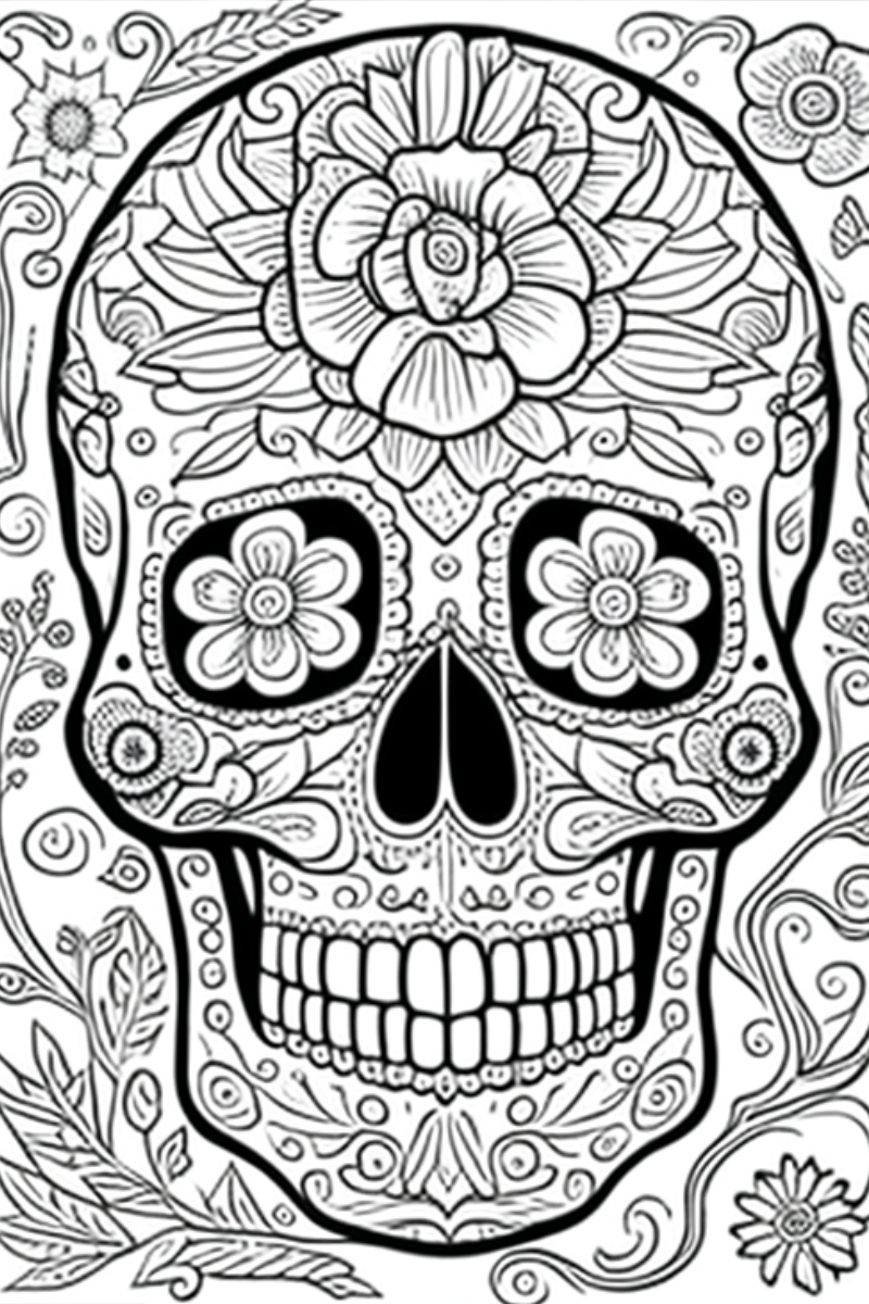 Sugar Skull Adult Coloring Pages - creativitycolor.com